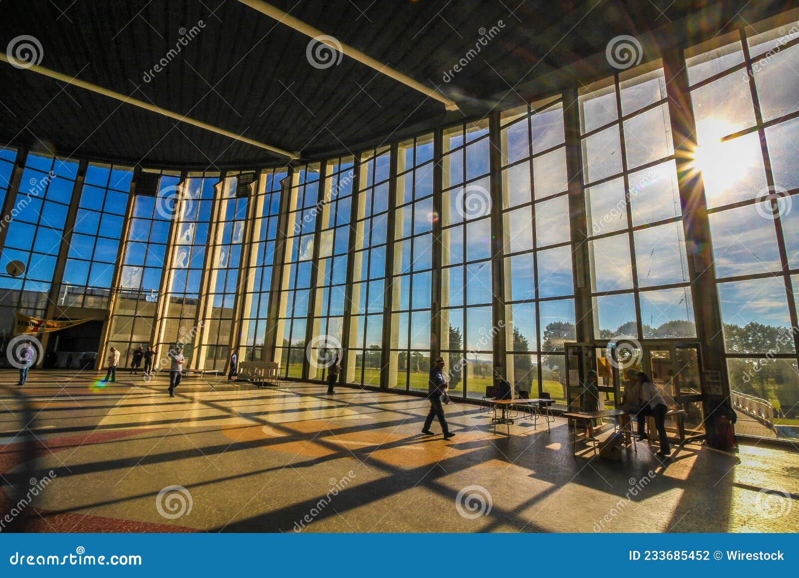 Panoramic Shot of Interior of Reception Hall Inside a Big Modern ...