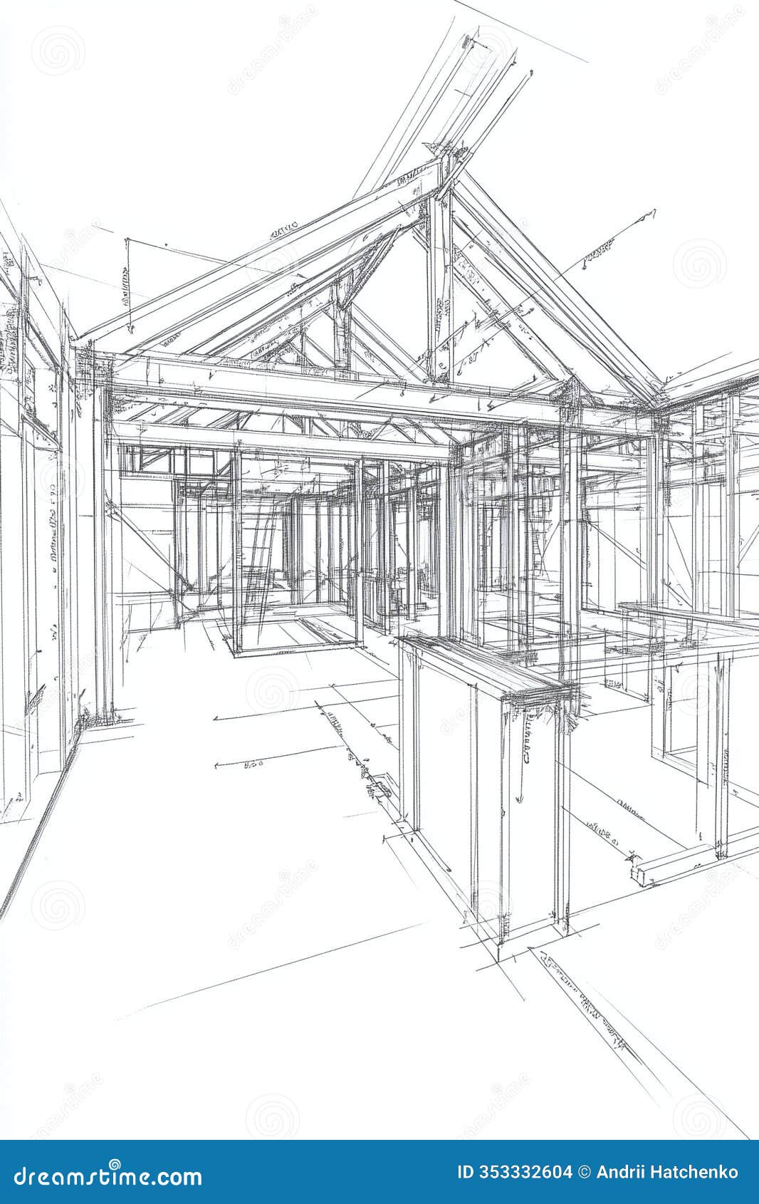 Panoramic Shot Of An Open-plan Living Space Under Construction With ...