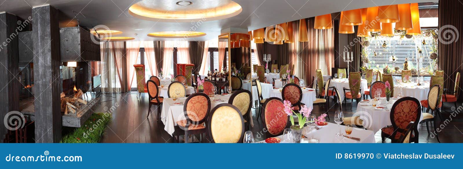 Panoramic Shot of Restaurant Stock Photo - Image of cater, glass: 8619970