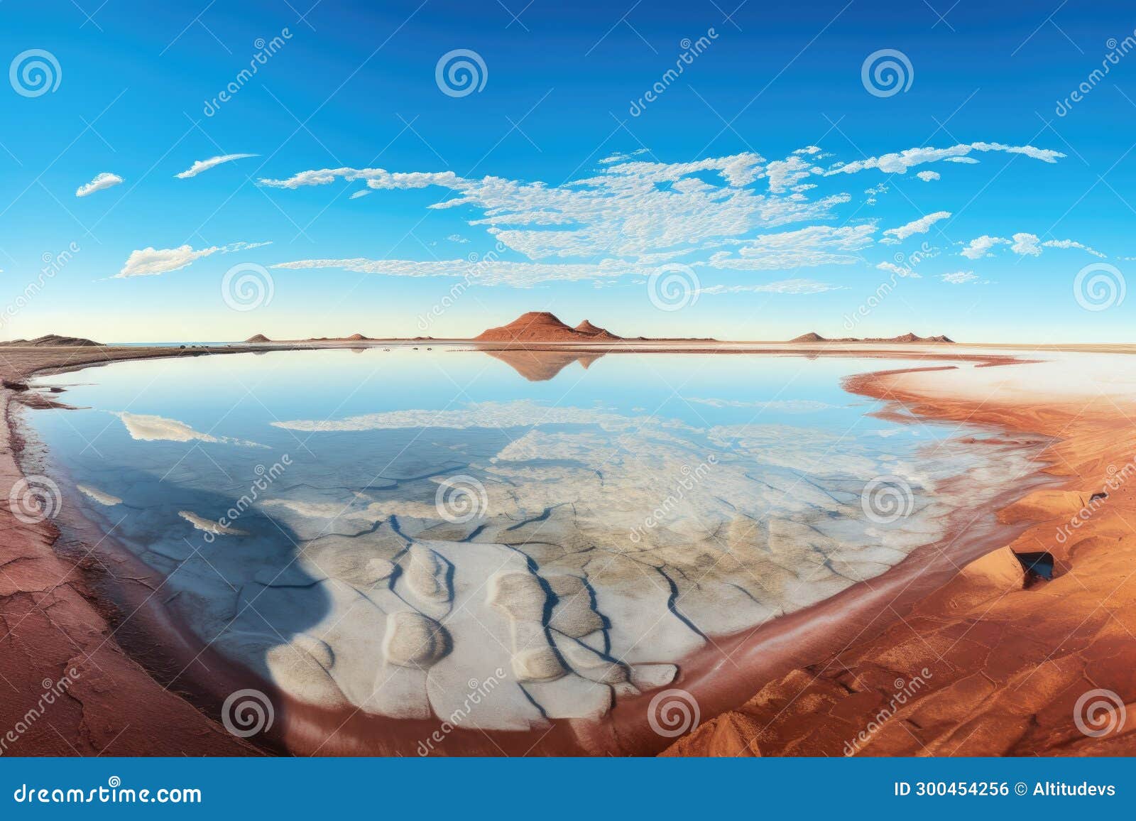 A Panoramic Shot of a Salt Lagoon with a Reflective Surface Stock Photo ...
