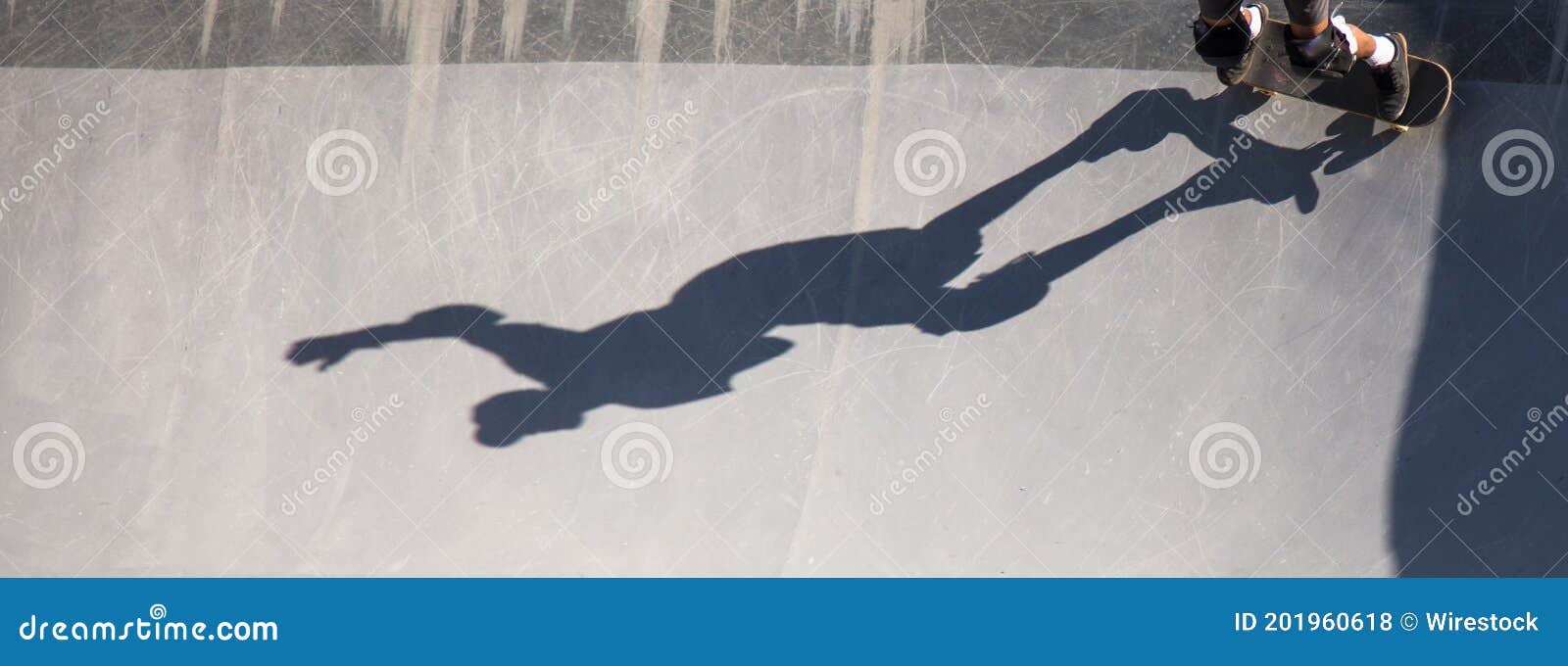 Panoramic Shot of a Shadow of a Skater Stock Photo - Image of gray ...