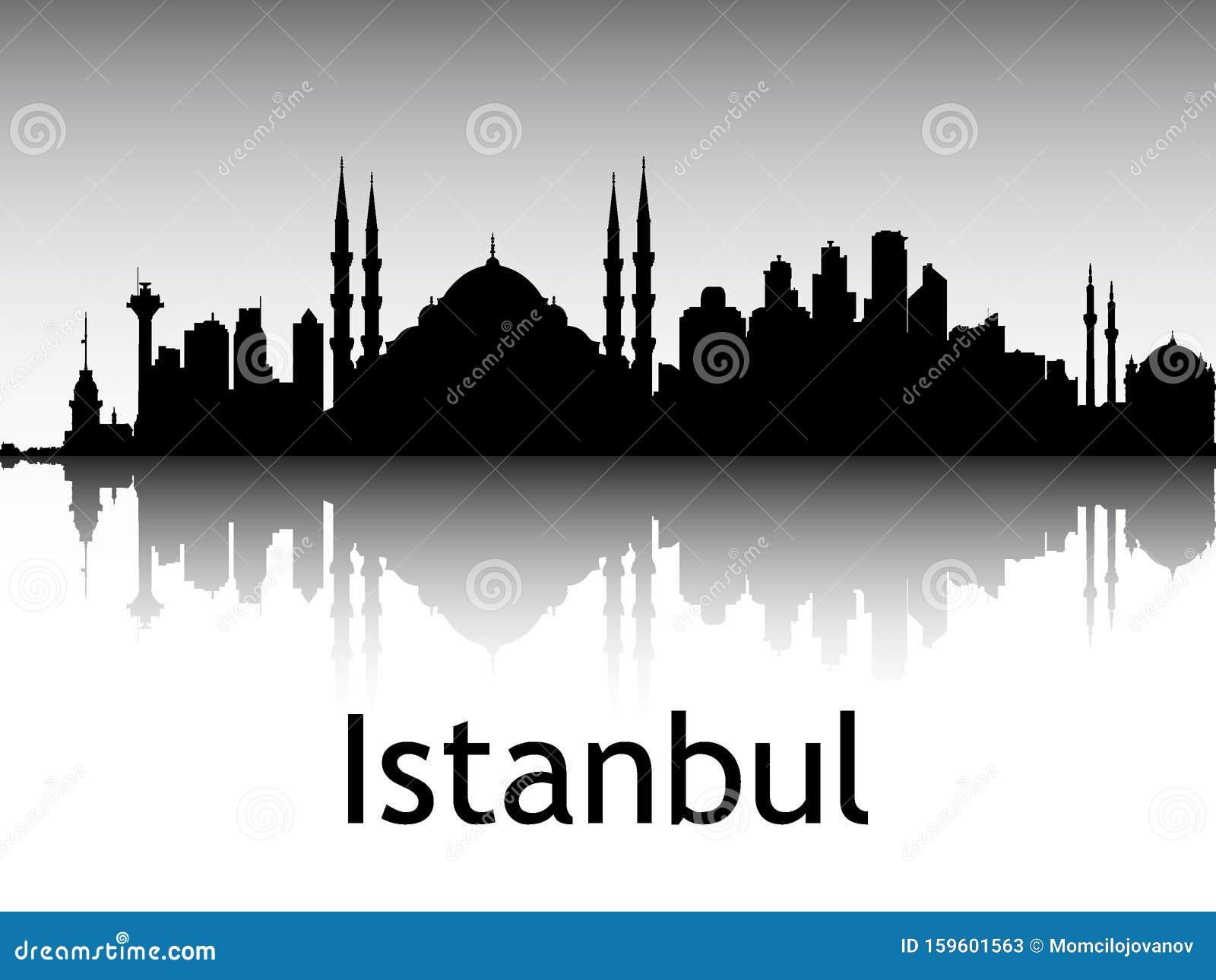 Panoramic Silhouette Skyline of Istanbul Turkey Stock Vector ...