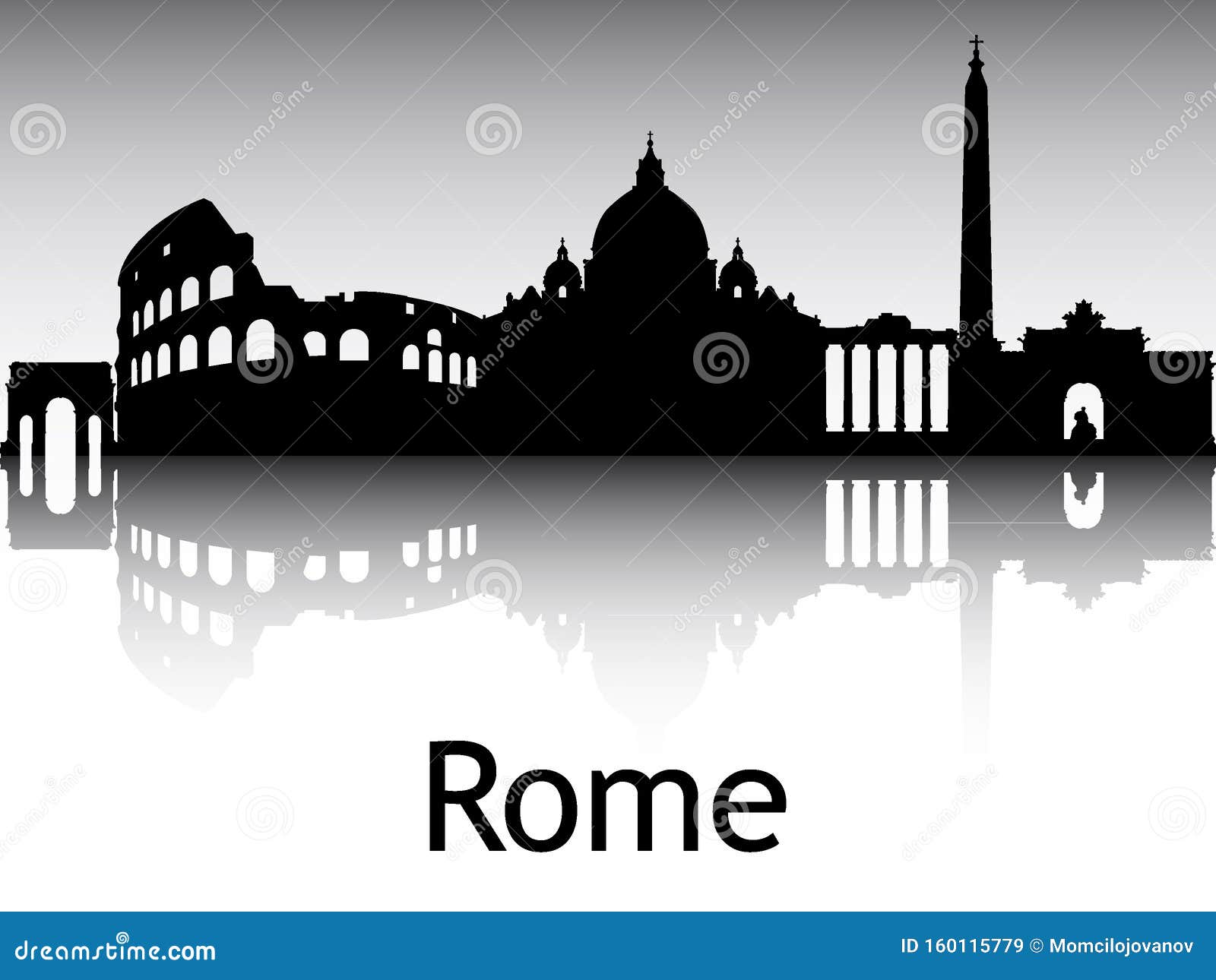 Panoramic Silhouette Skyline Van Rome, Italië Vector Illustratie ...