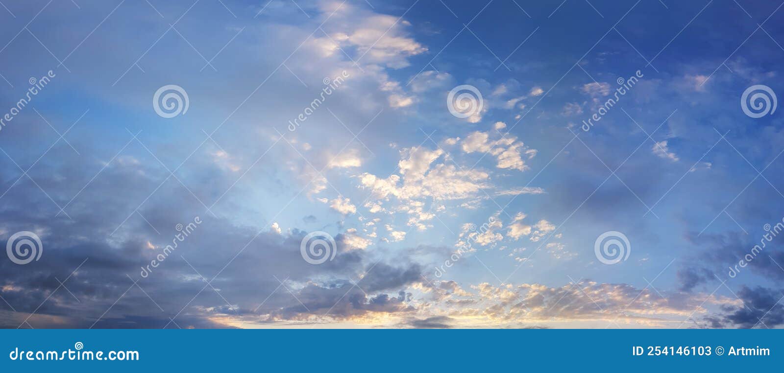 Panoramic Sky Background. Sunset Sky with Clouds Stock Image - Image of ...