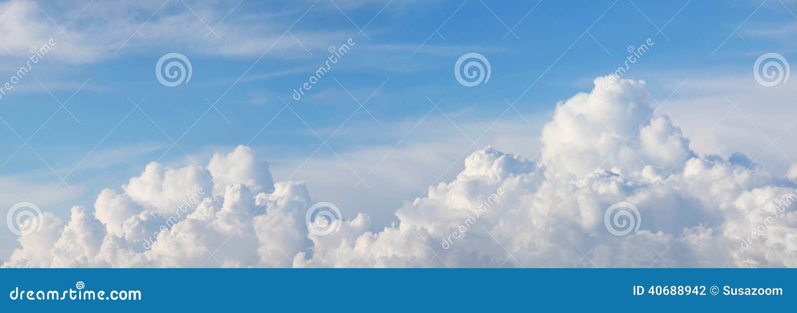 Panoramic Sky with Beautiful Cumulus Clouds Stock Photo - Image of ...