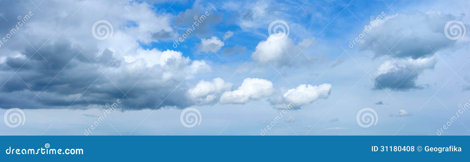 Panoramic sky with clouds stock photo. Image of widespread - 31180408