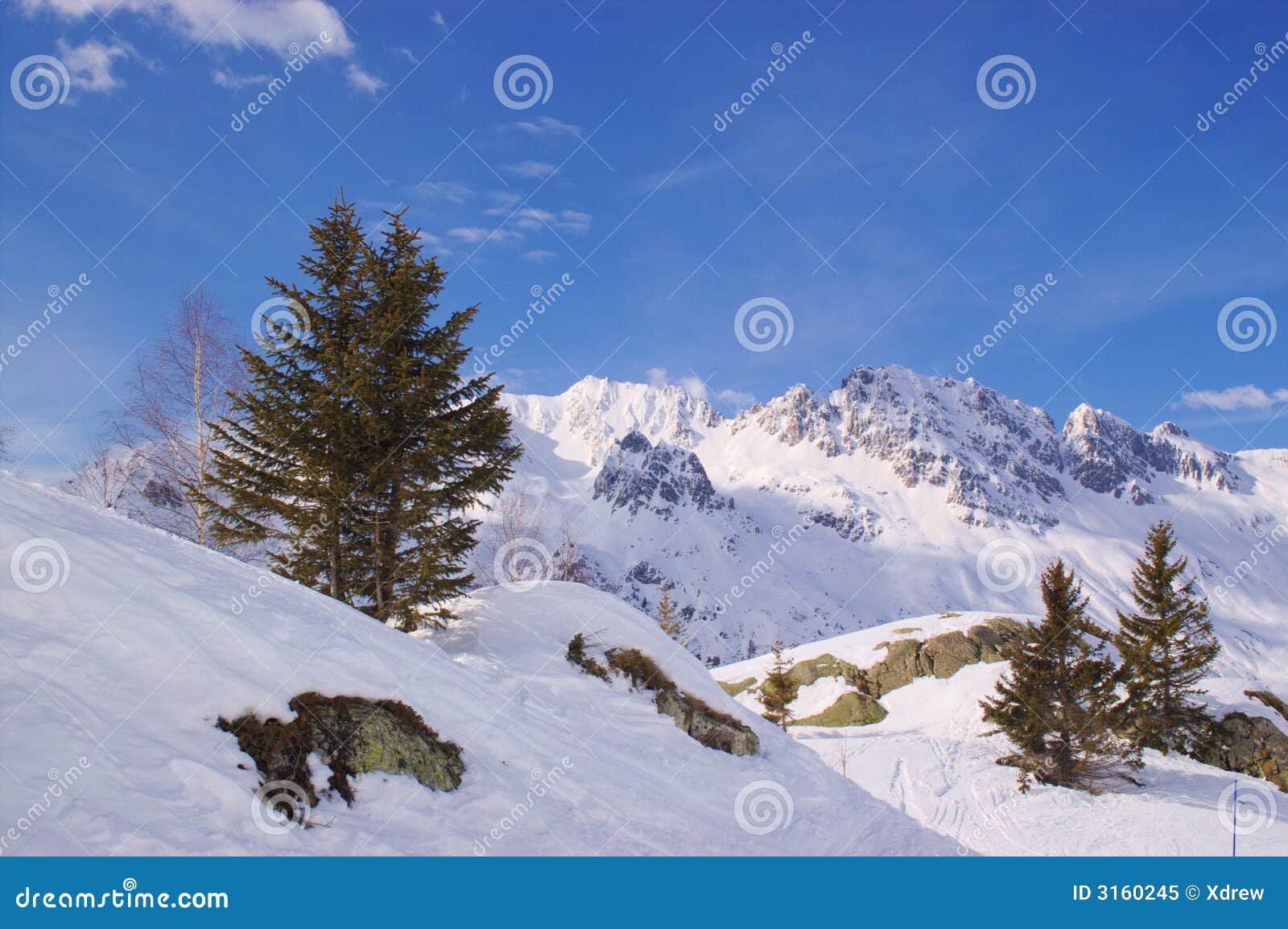 Panoramic Snow Mountains View Stock Image - Image of cable, clouds: 3160245