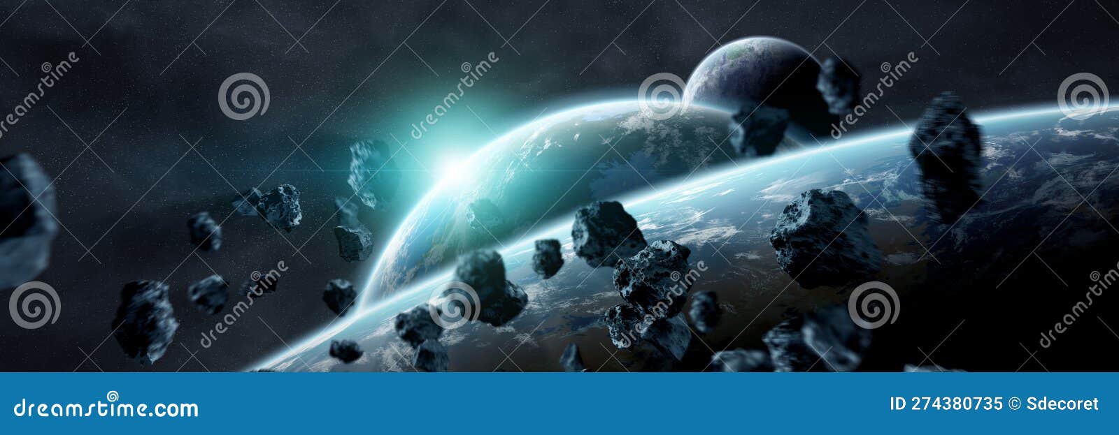 Panoramic Space Planets Background. Panorama of Distant Solar System ...