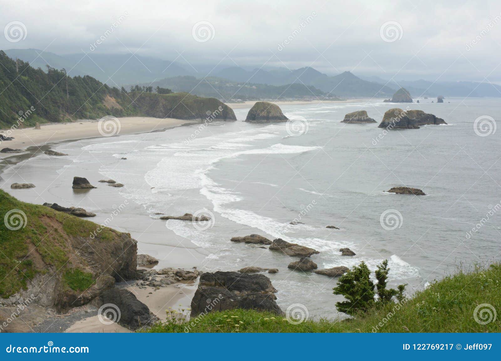 Oregon North Coast Panorama - Ecola State Park Stock Image - Image of ...
