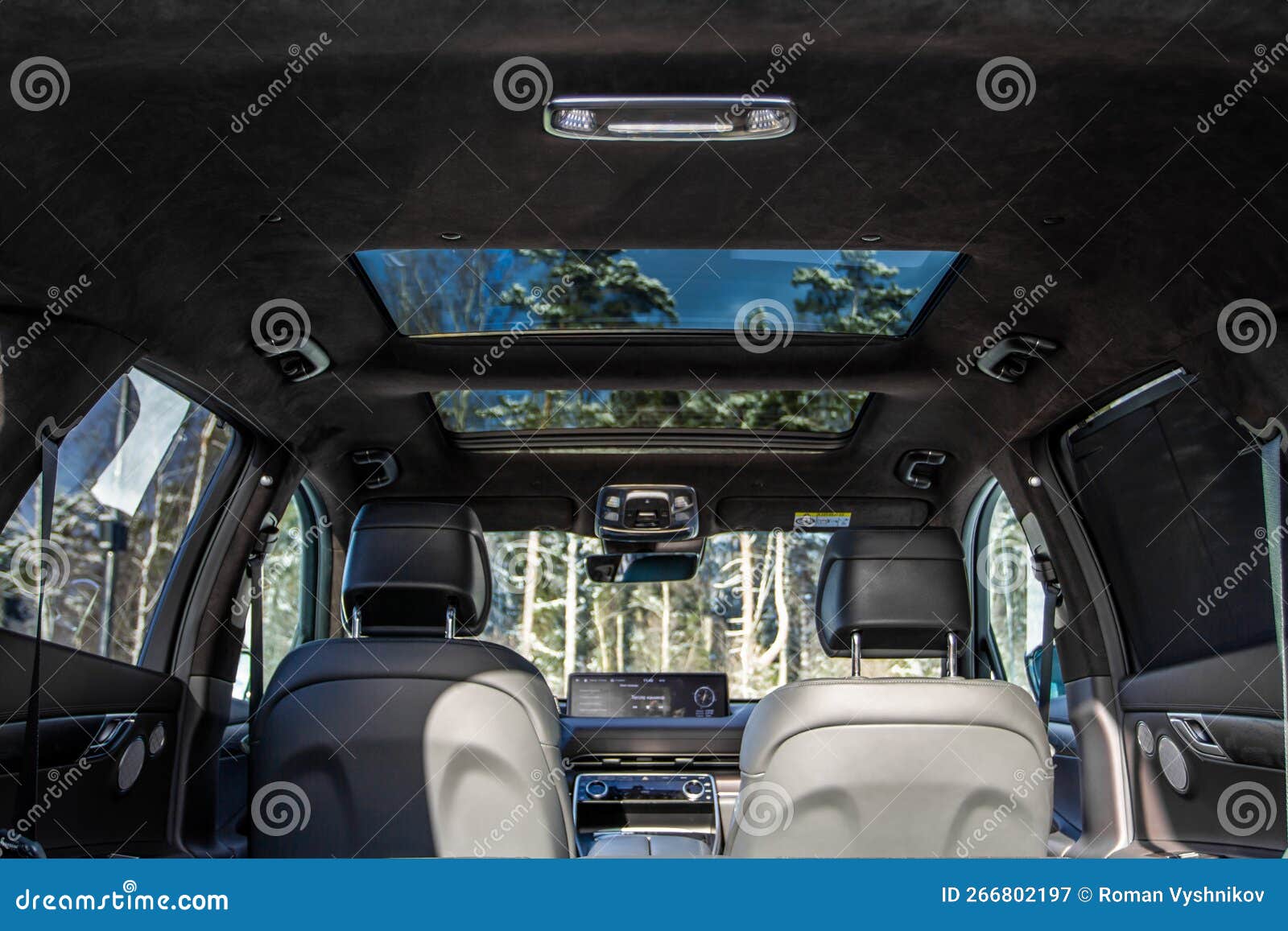 Panoramic sunroof in a car stock image. Image of concept - 266802197
