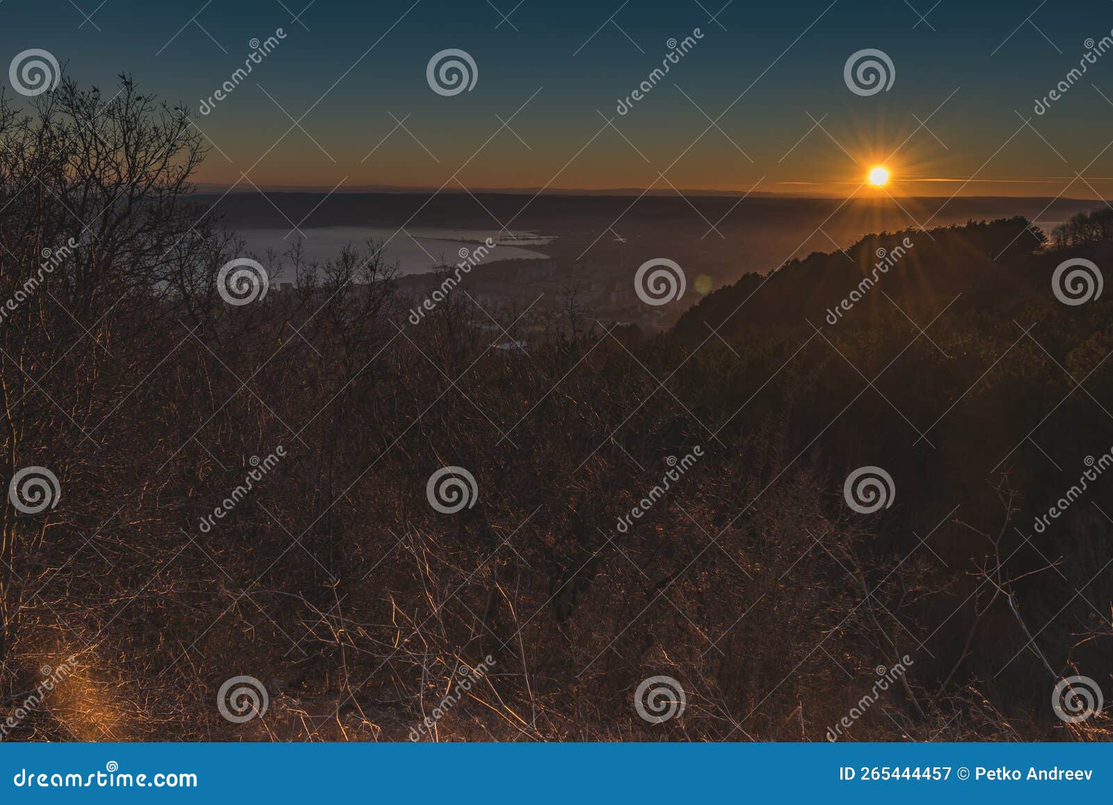 Panoramic Sunset High Above the Sea Stock Image - Image of view ...