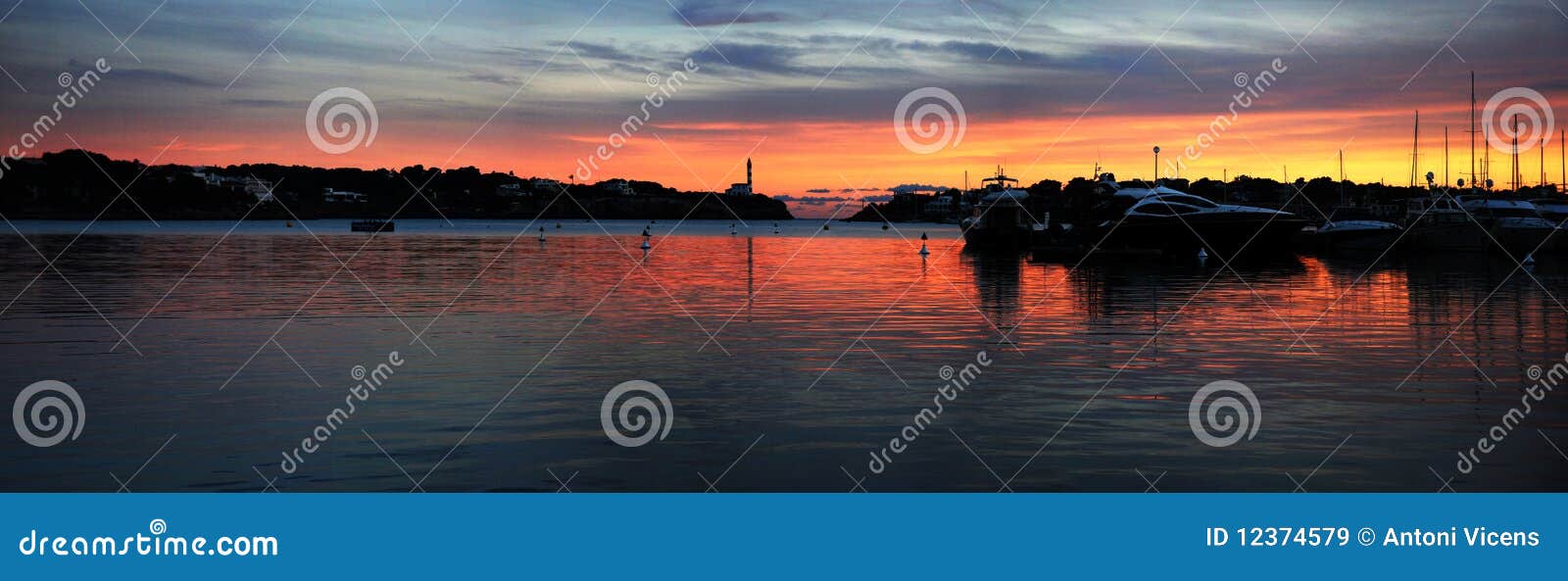 Panoramic Sunset and Lighthouse Stock Image - Image of lighthouse ...