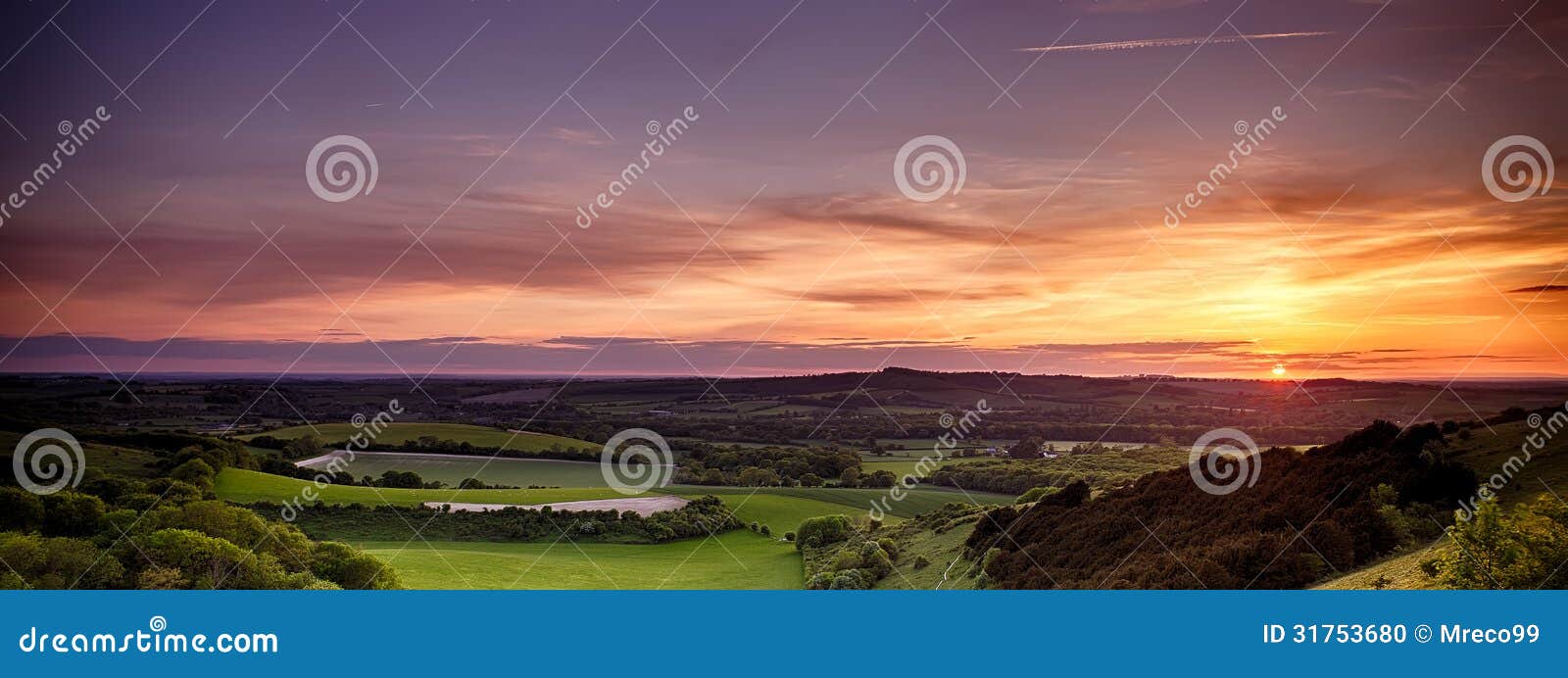 Panoramic Sunset Over England Stock Photo - Image of orange, outdoor ...