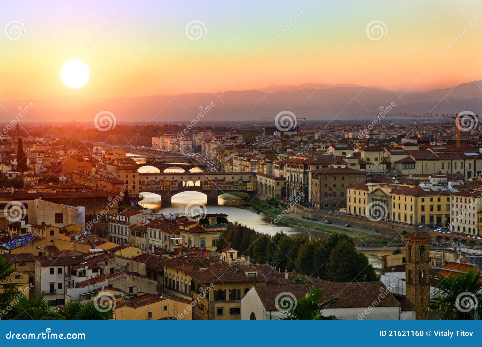 Panoramic Sunset View To Florence, Tuscany, Italy Stock Photo - Image ...