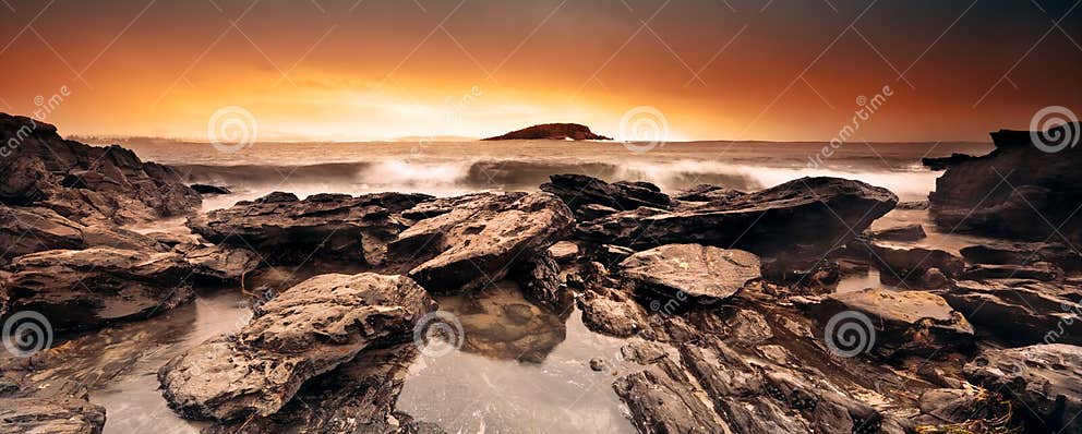 Panoramic Surf stock image. Image of surf, beauty, orange - 25057821