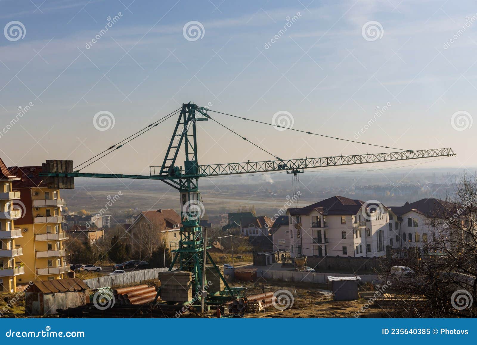 Panoramic Top View Several Construction Tower Cranes of Different ...