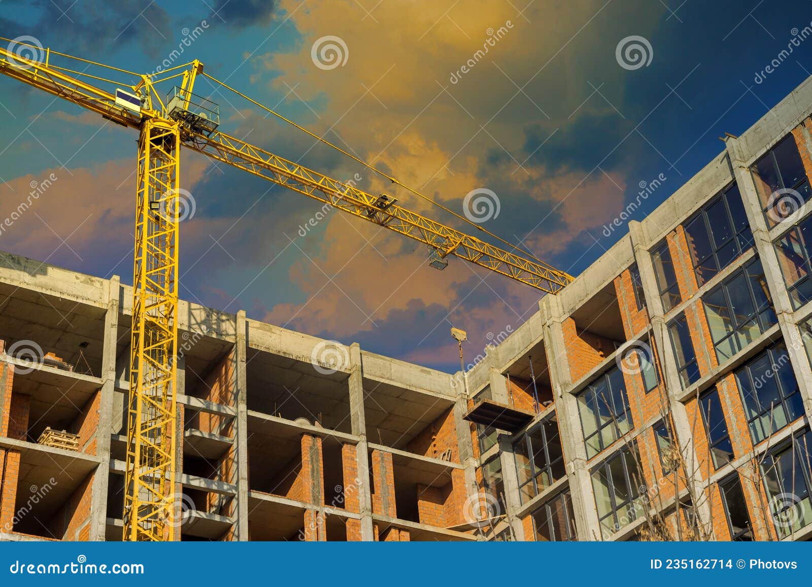 Panoramic Top View Several Construction Tower Cranes of Different ...
