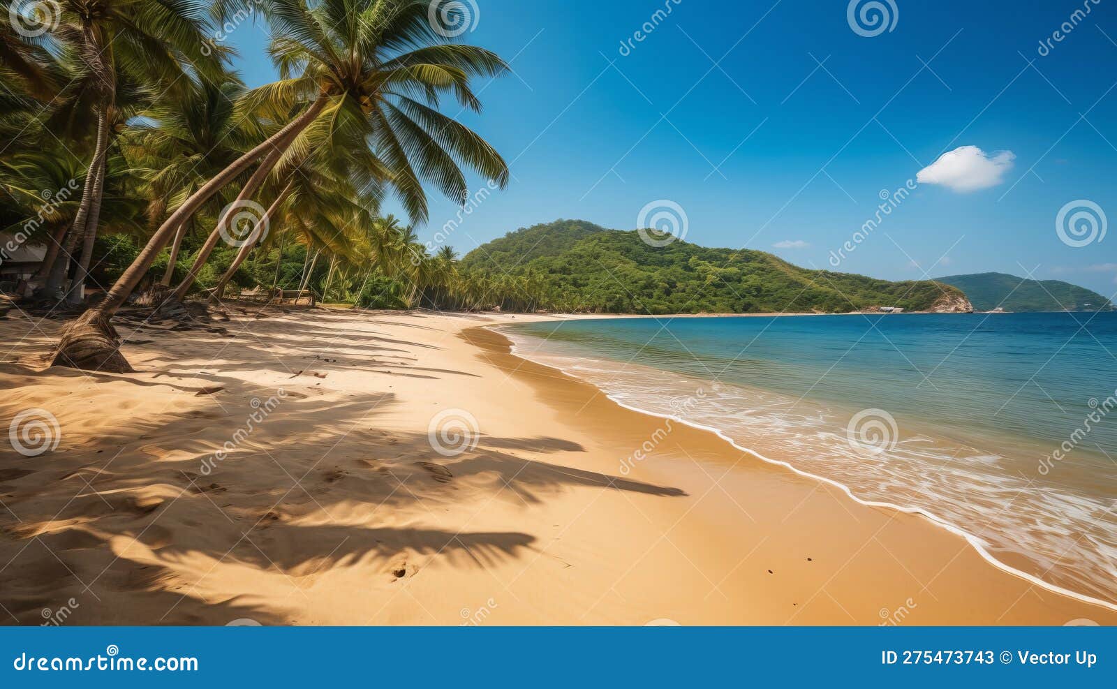 Panoramic Tropical Beach with Palm Trees. Generative AI Stock Image ...