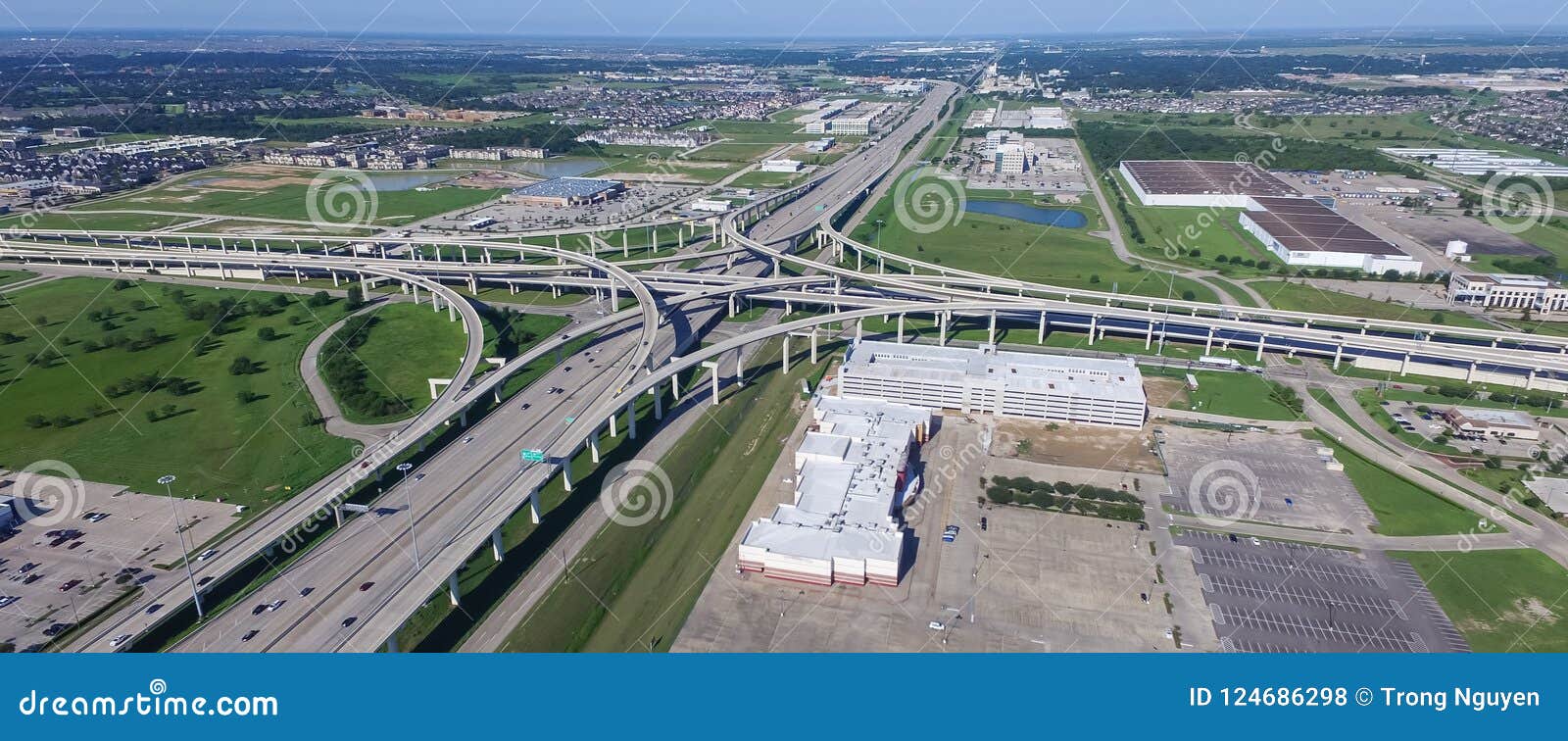 Panoramic Vertical View Katy Freeway Interstate 10 with Clear Bl Stock ...