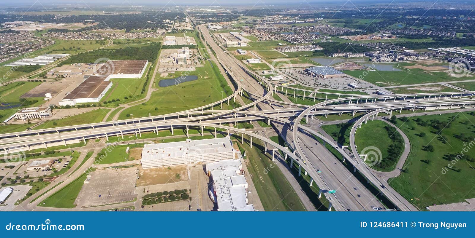 Panoramic Vertical View Katy Freeway Interstate 10 with Clear Bl Stock ...