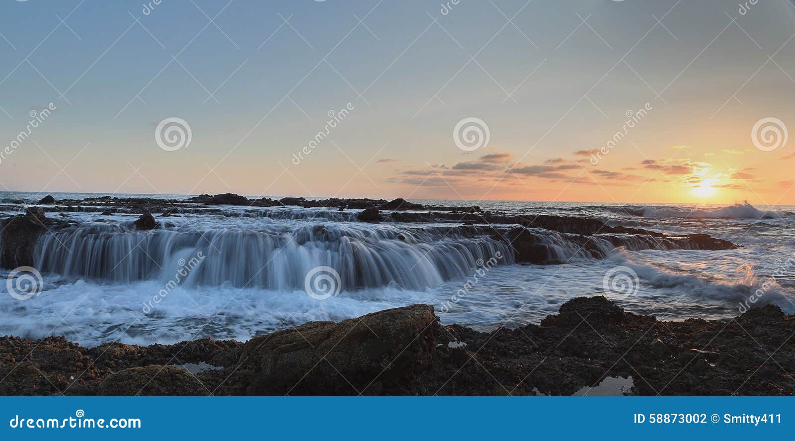 Panoramic of Victoria Beach Rocks with Water Flowing Stock Photo ...