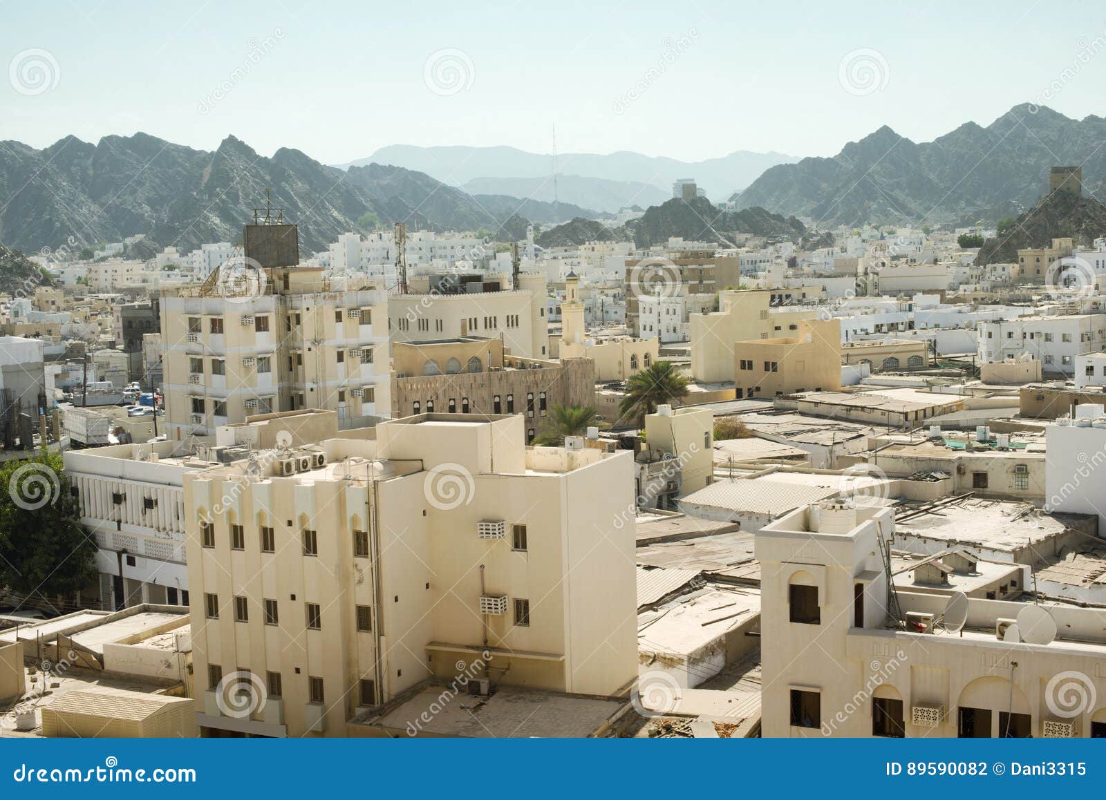 Panoramic View from Above of Muscat`s Old Town, Oman Stock Photo ...