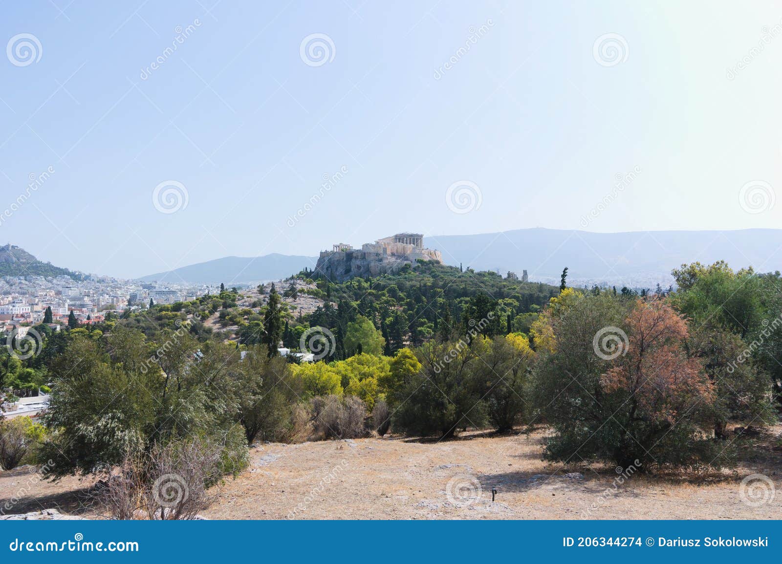 Panoramic View of the Acropolis from Philopappou Hill, Athens, Greece ...