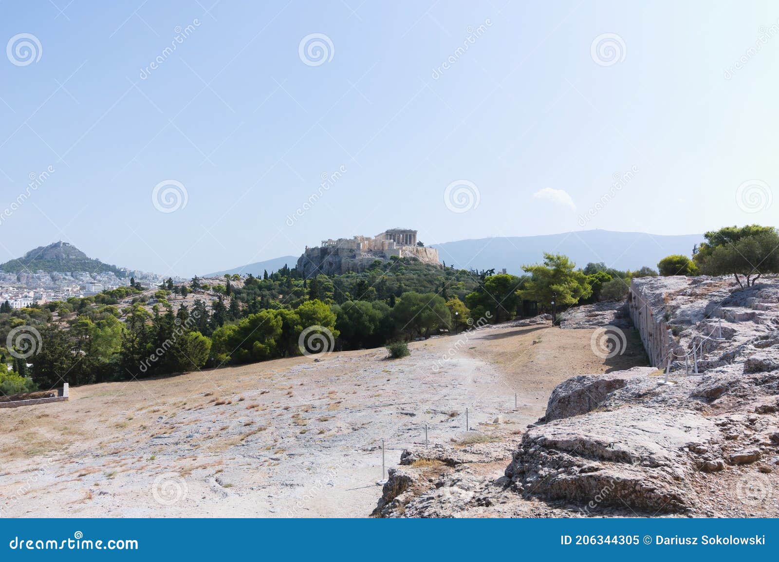 Panoramic View of the Acropolis from Philopappou Hill, Athens, Greece ...