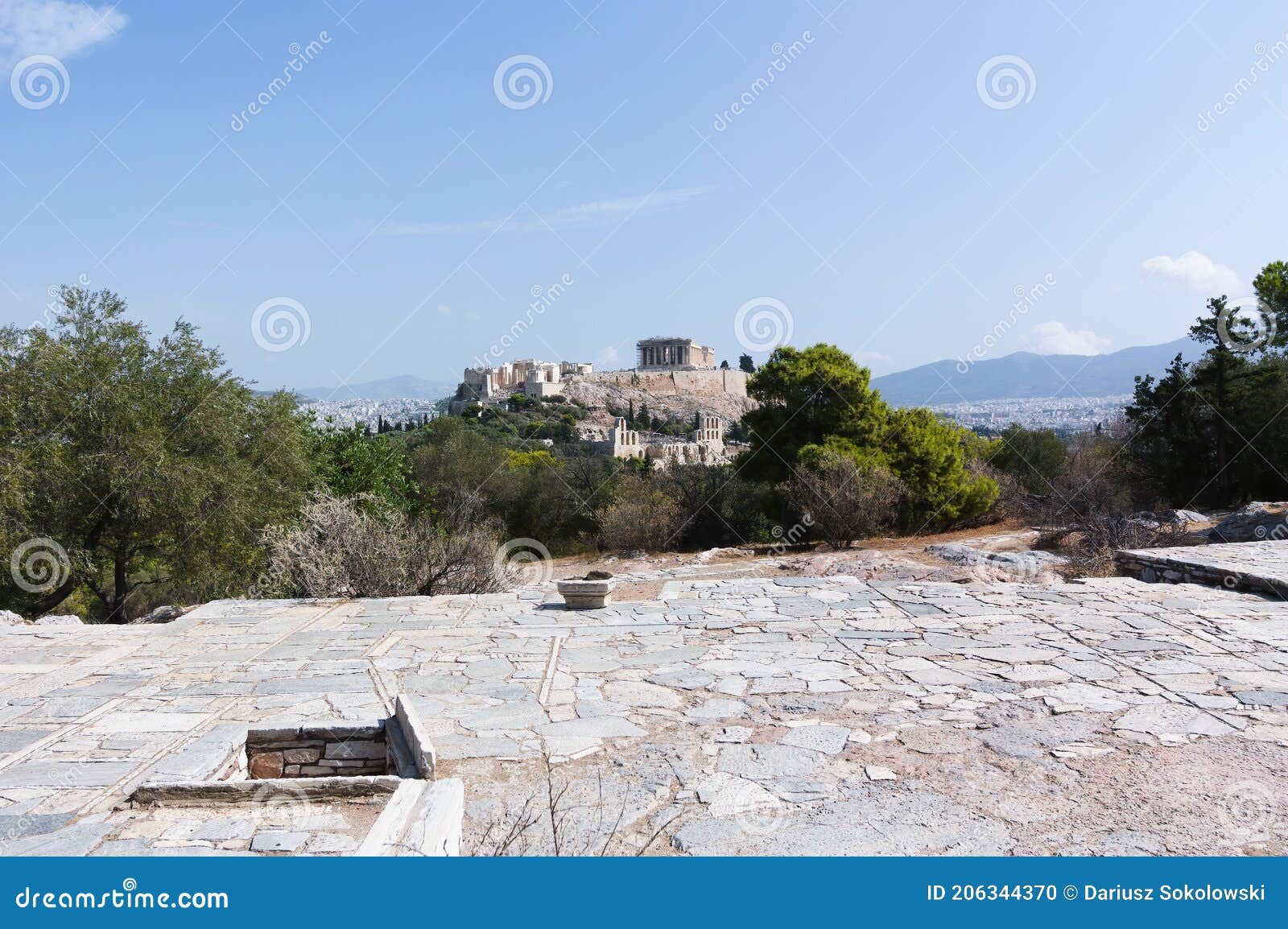 Panoramic View of the Acropolis from Philopappou Hill, Athens, Greece ...