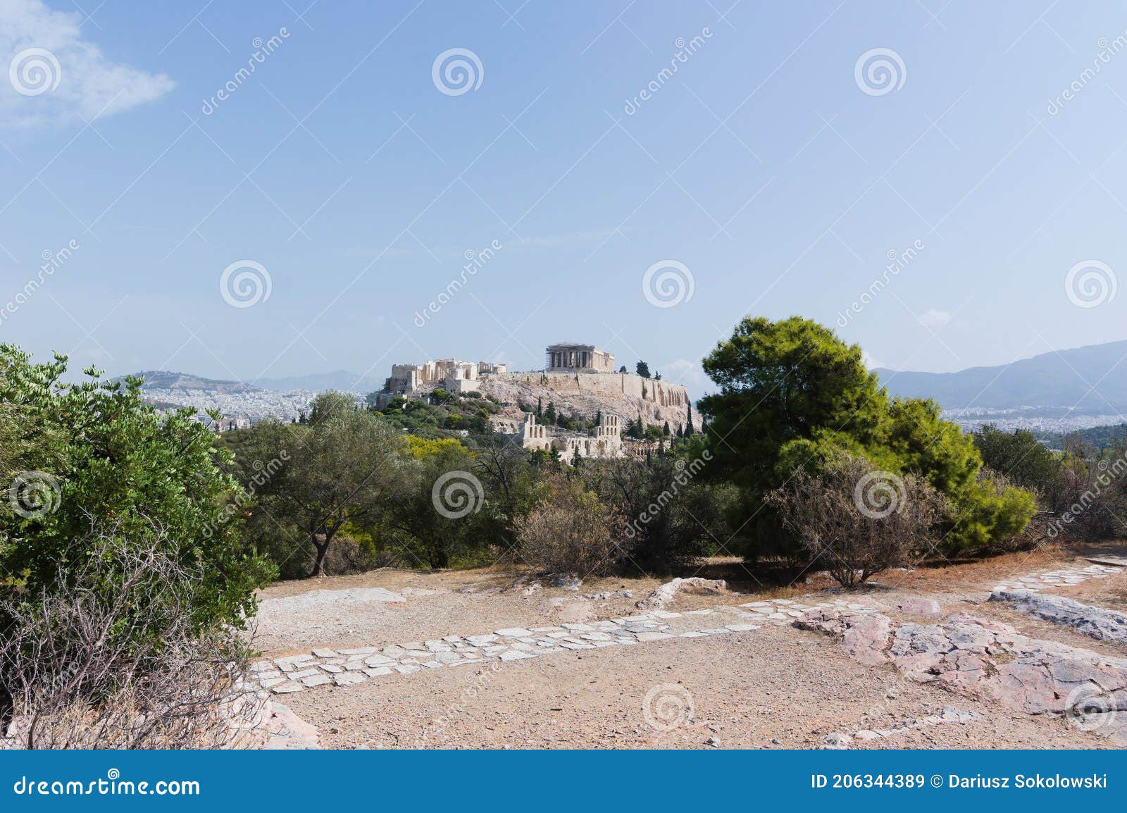 Panoramic View of the Acropolis from Philopappou Hill, Athens, Greece ...