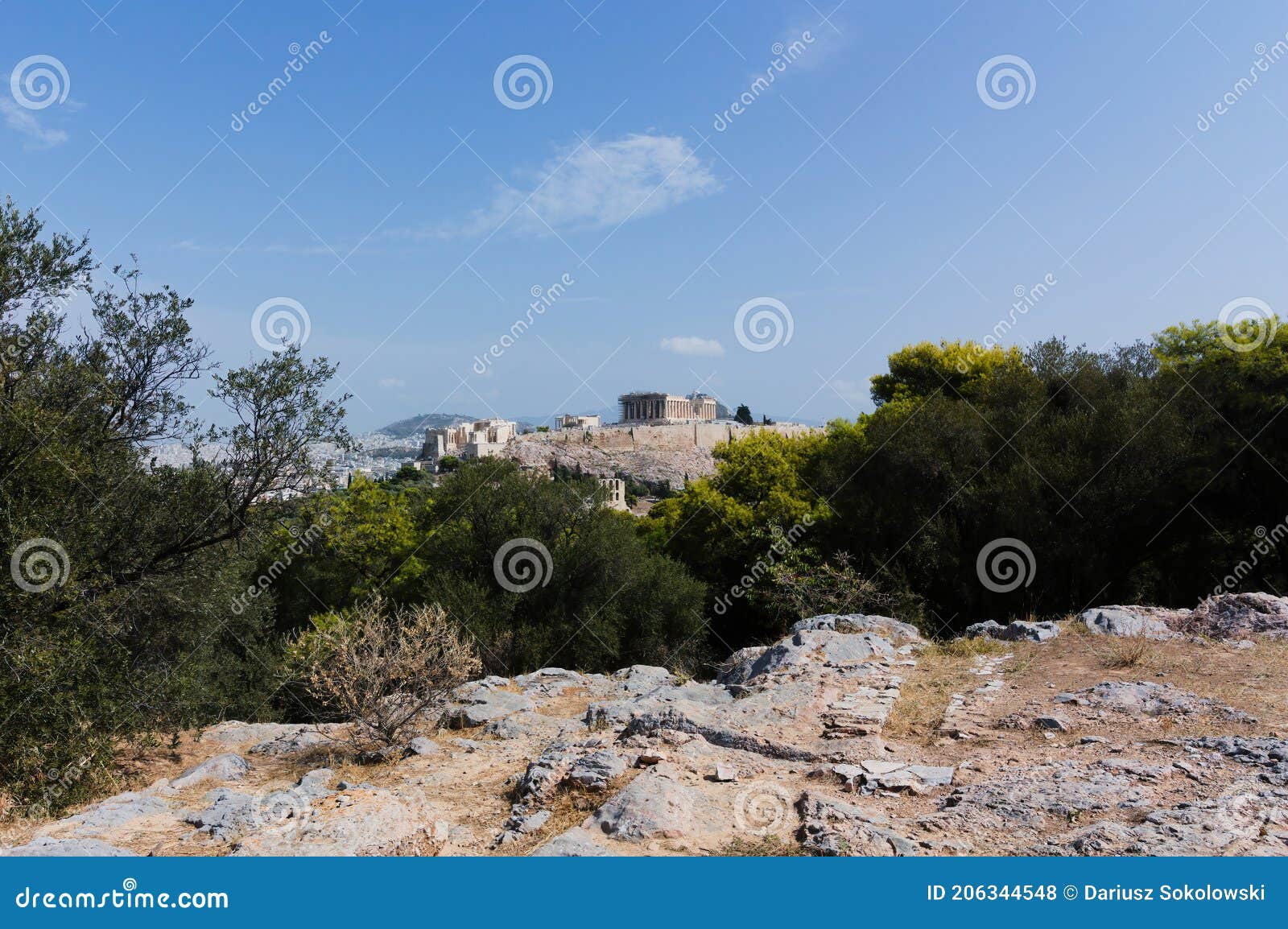 Panoramic View of the Acropolis from Philopappou Hill, Athens, Greece ...