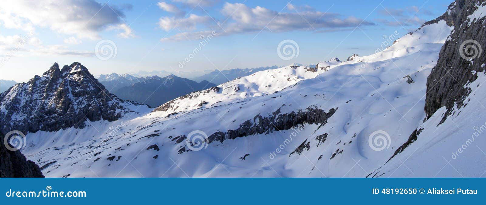 Panoramic View of an Alpine Ridge Stock Photo - Image of winter ...
