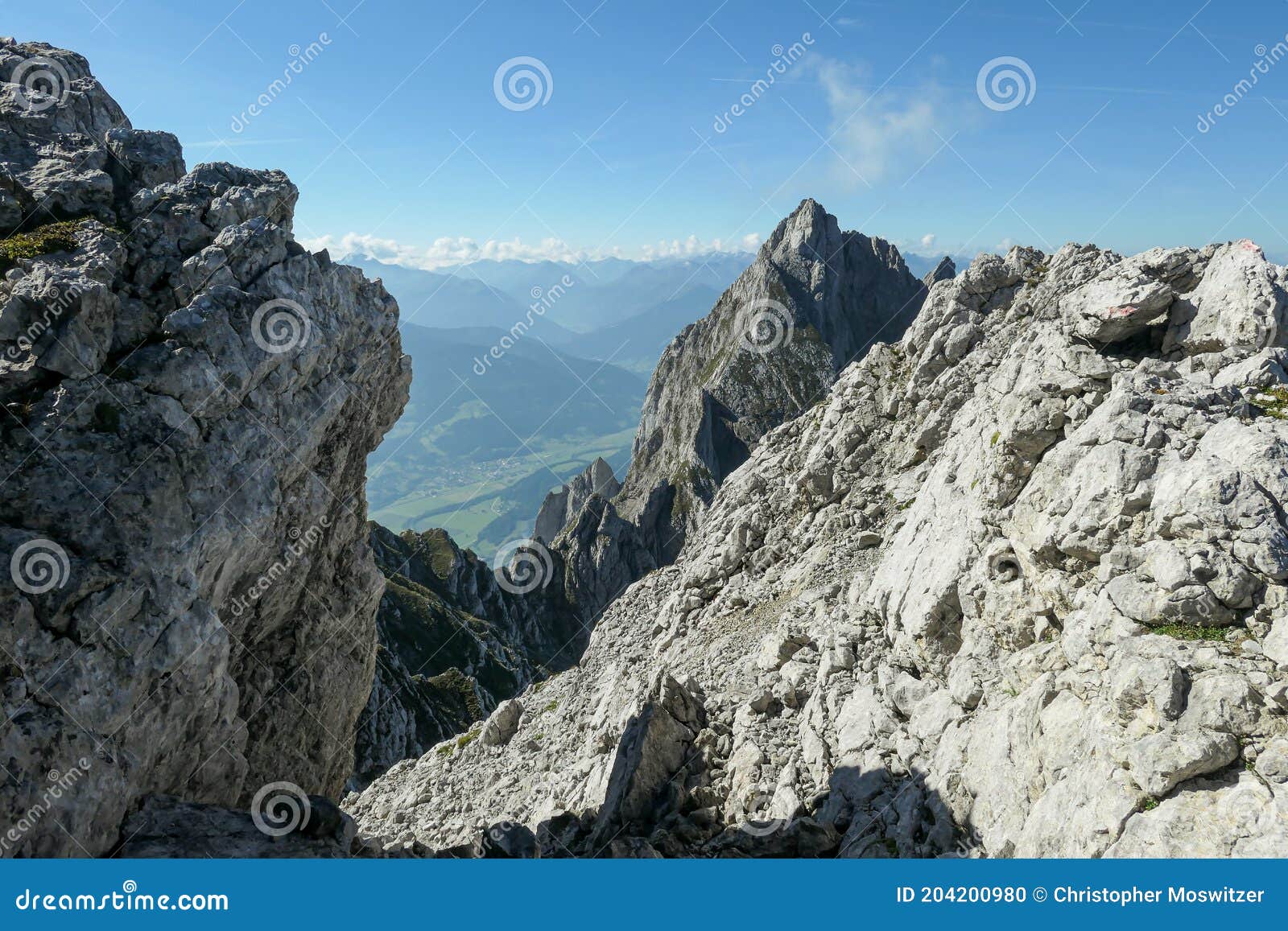 A Panoramic View on Alpine Slopes in Austria. There are Sharp Ans Steep ...