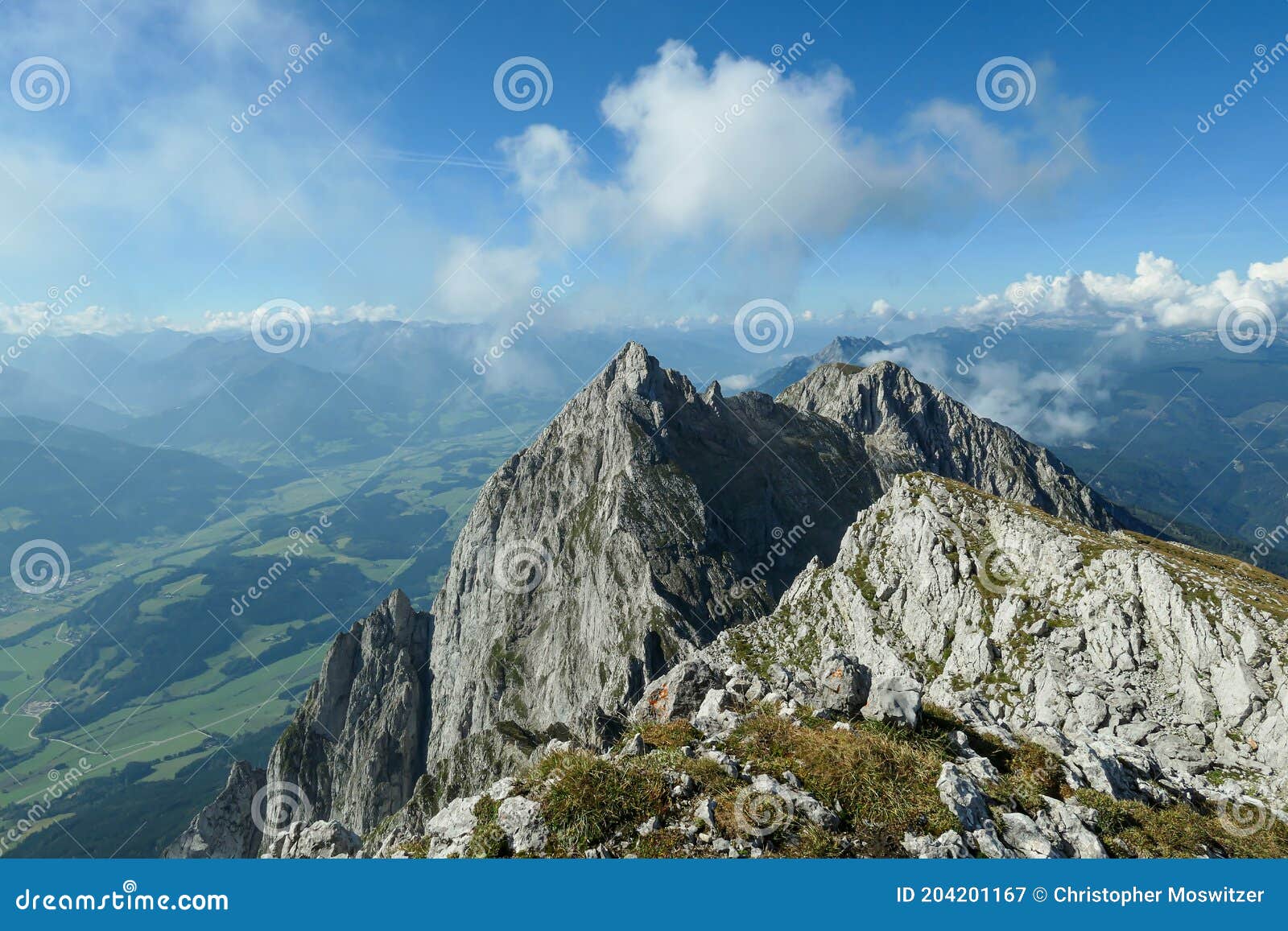 A Panoramic View on Alpine Slopes in Austria. There are Sharp Ans Steep ...