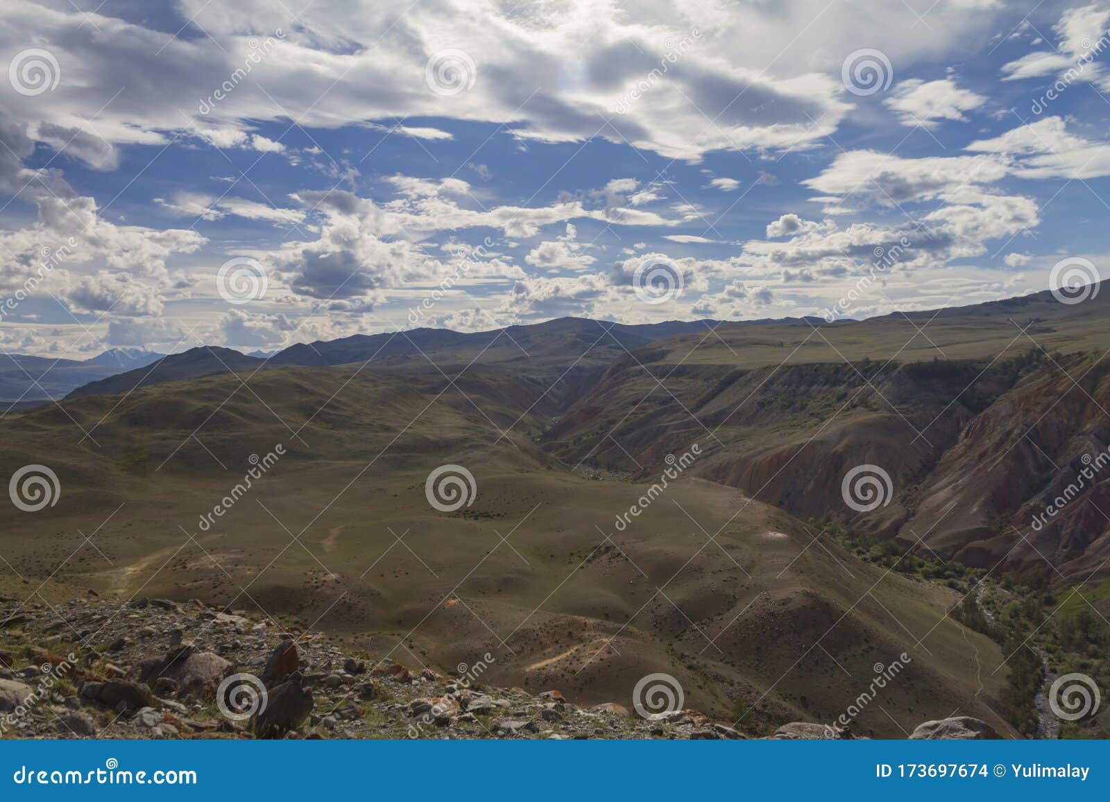Panoramic View of an Altay Mountain Valley Stock Photo - Image of ...