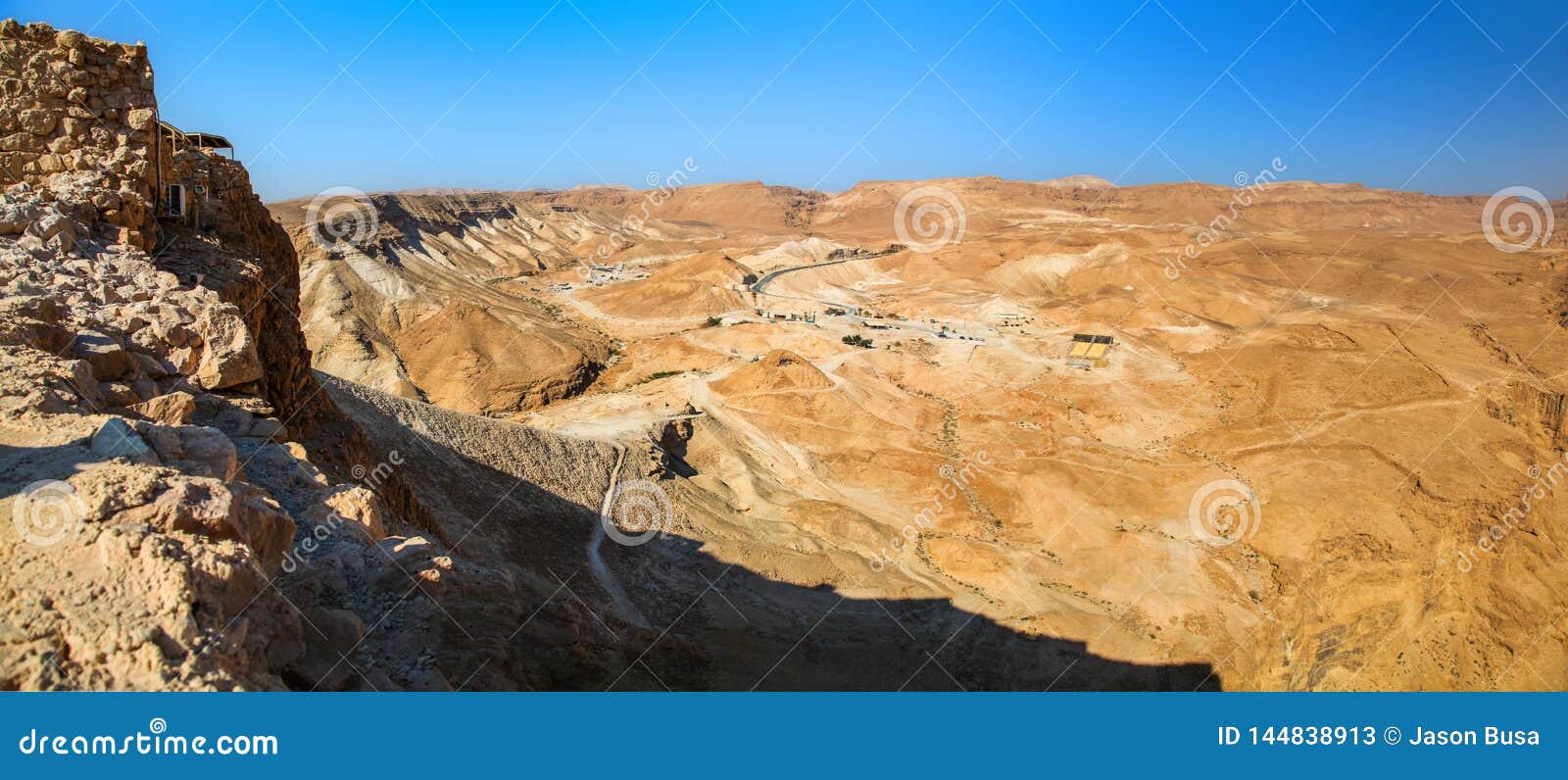 Panoramic View of the Ancient Roman Ramp and Camp Ruins from the Top of ...