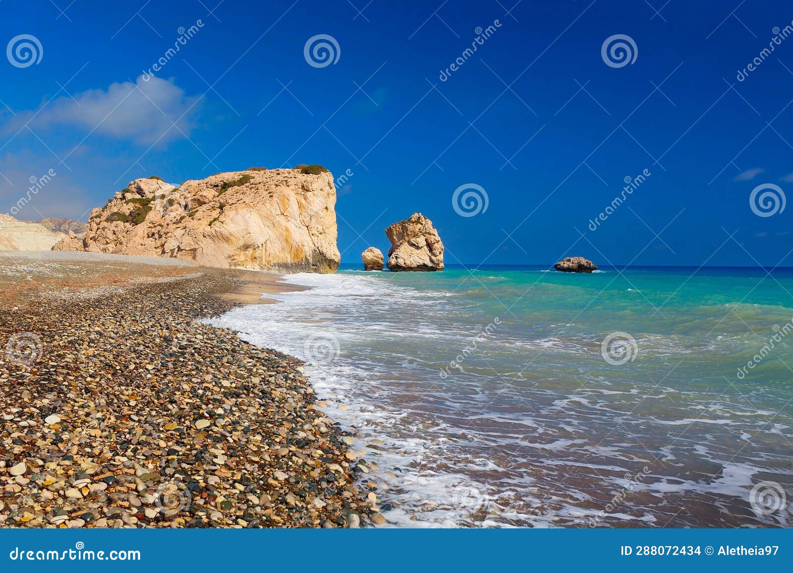 Panoramic View of Aphrodite Beach, Paphos, Cyprus Stock Photo - Image ...