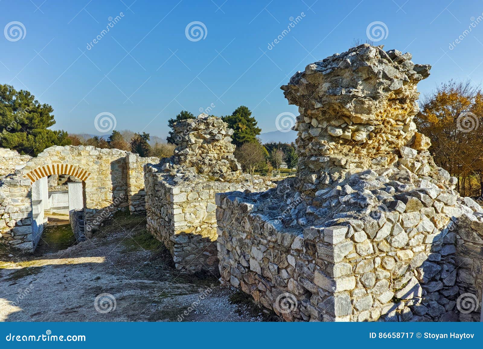 Panoramic View of Archeological Area of Ancient Philippi, Greece Stock ...