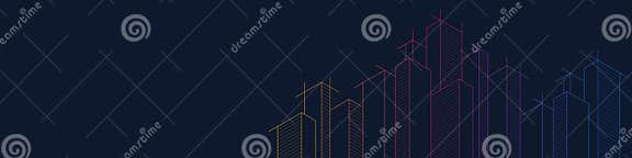 Panoramic View of Architectural Drawing with Building Construction for ...