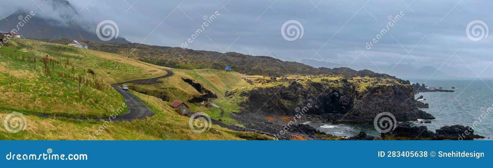 Panoramic View of Arnarstapi Landscape in Selflessness Peninsula ...