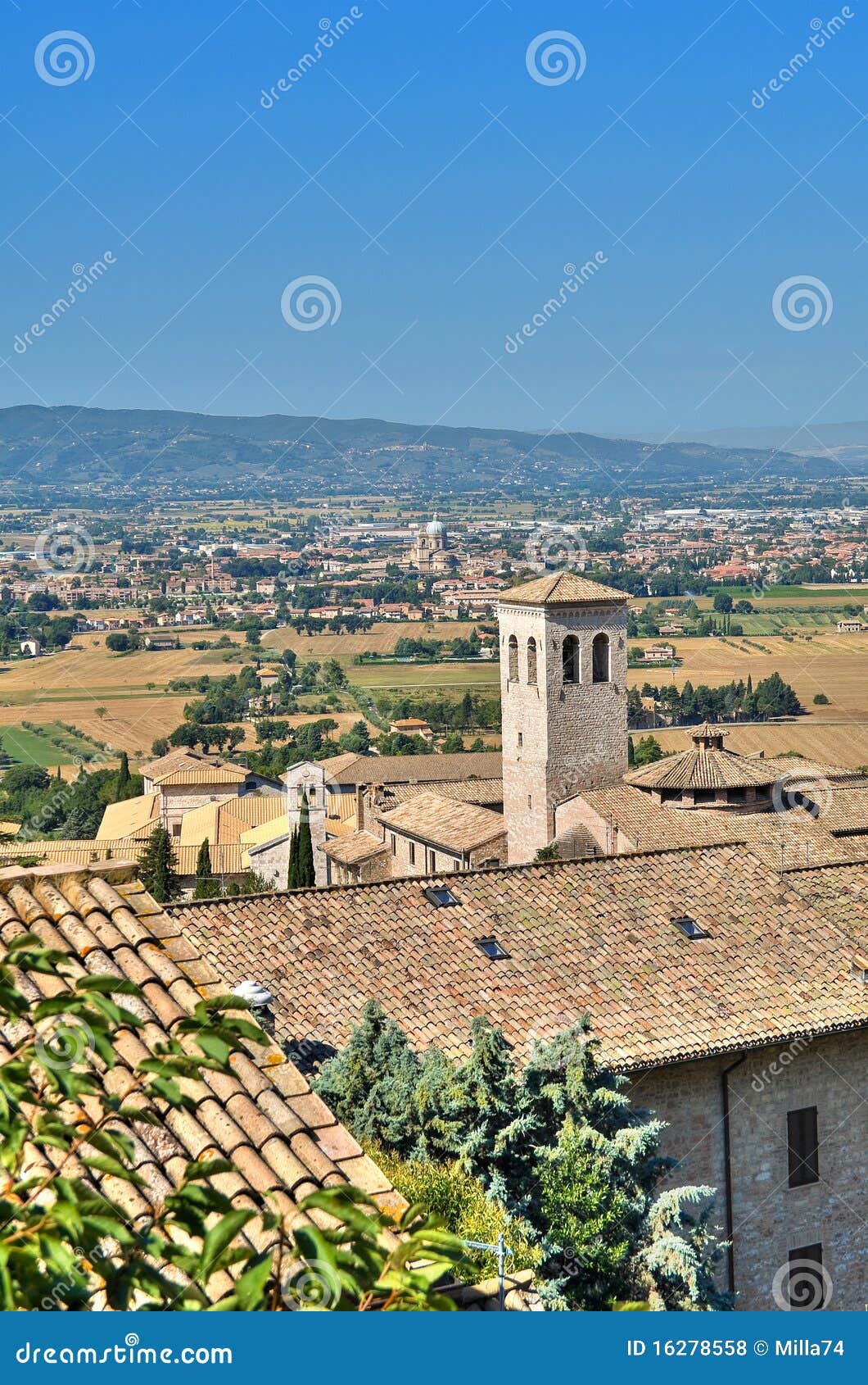 Panoramic View of Assisi. Umbria. Stock Photo - Image of land, ancient ...