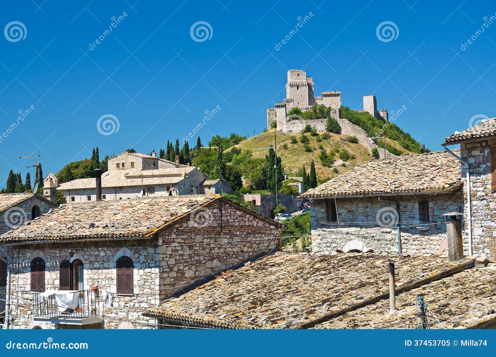 Panoramic View of Assisi. Umbria. Italy. Stock Image - Image of ...