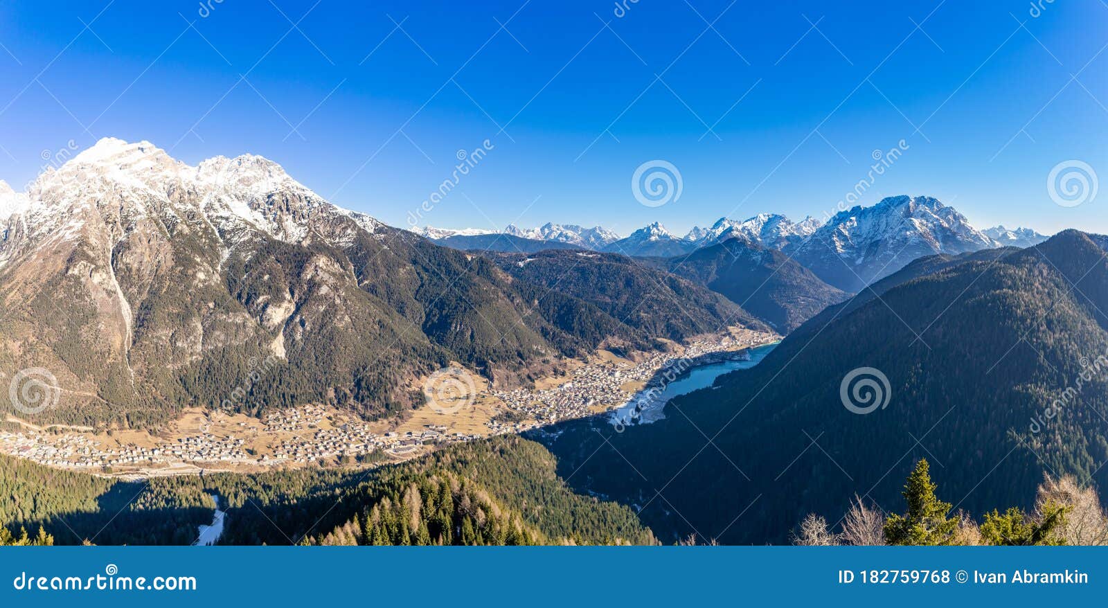 The Panoramic View of Auronzo and Dolomites from Ski Resort. Auronzo ...