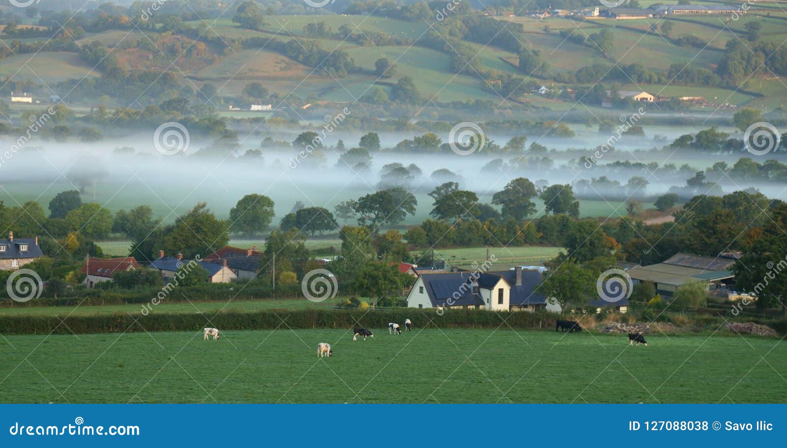 Axe Valley in the mist stock photo. Image of trees, misty - 127088038