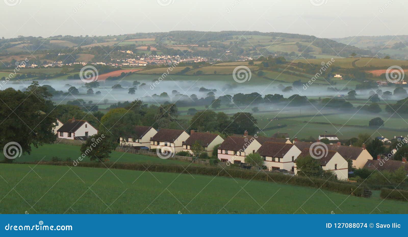 Axe Valley in the mist stock photo. Image of countryside - 127088074
