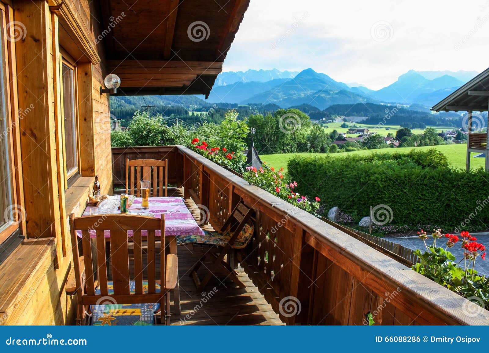 Panoramic View from Balcony in Alps Stock Photo - Image of ...