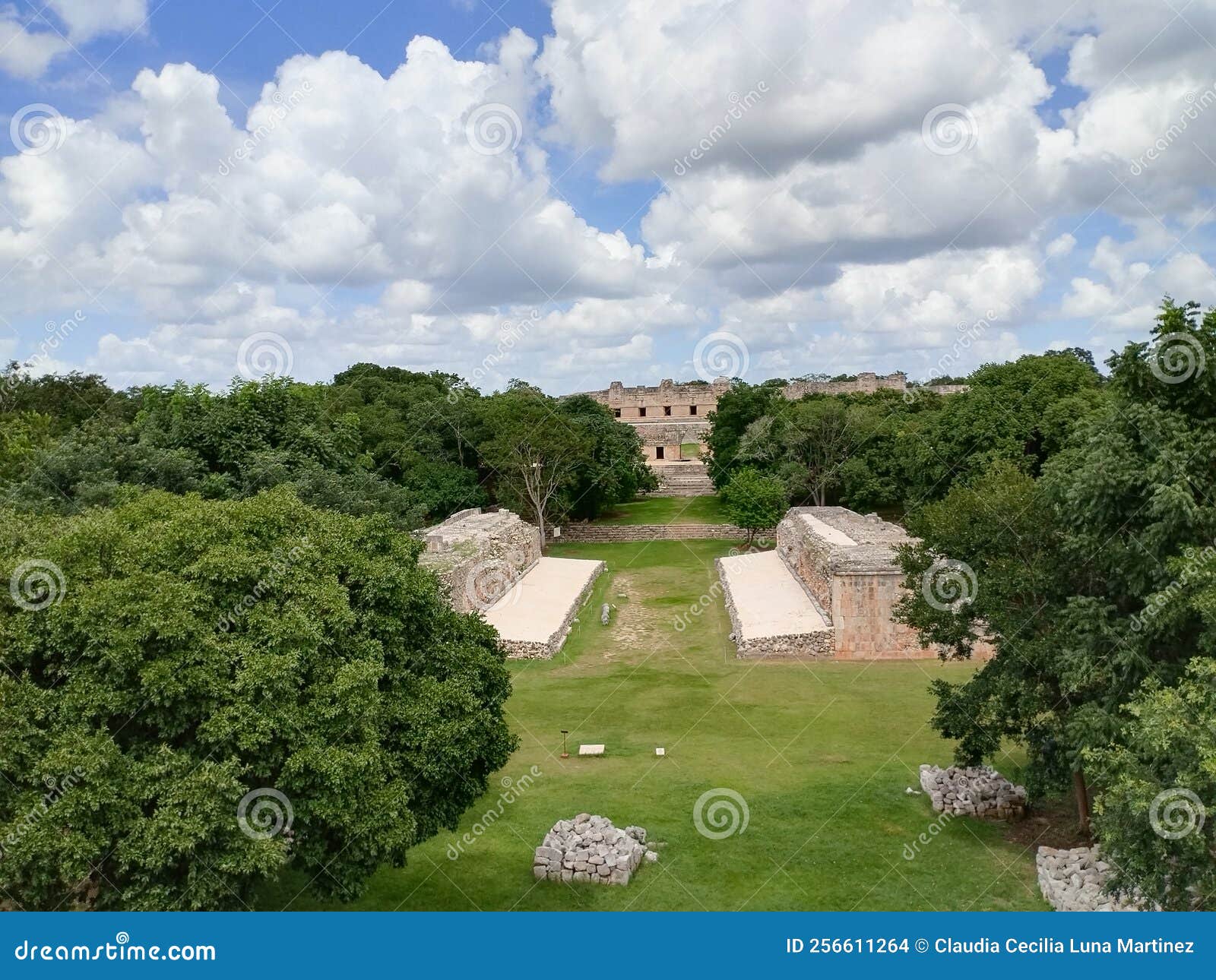 Panoramic View of the Ball Game. Uxmal, Mexico. Stock Photo - Image of ...