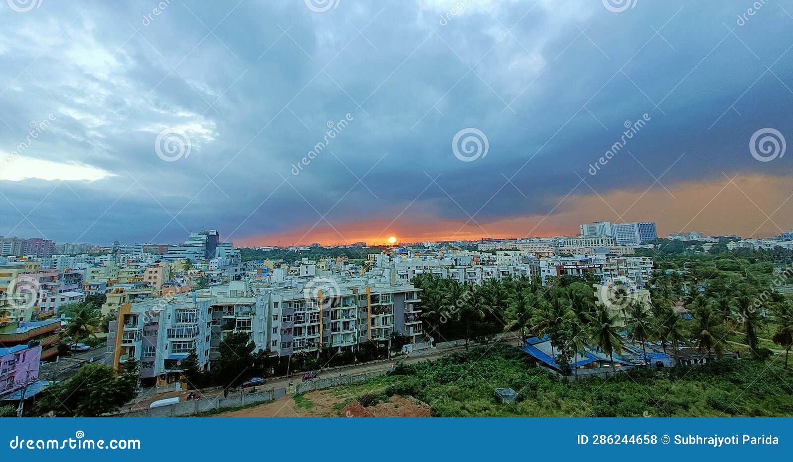 A Panoramic View of the Bangalore Skylines during the Sunset Editorial ...