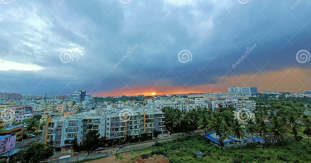 A Panoramic View of the Bangalore Skylines during the Sunset Editorial ...