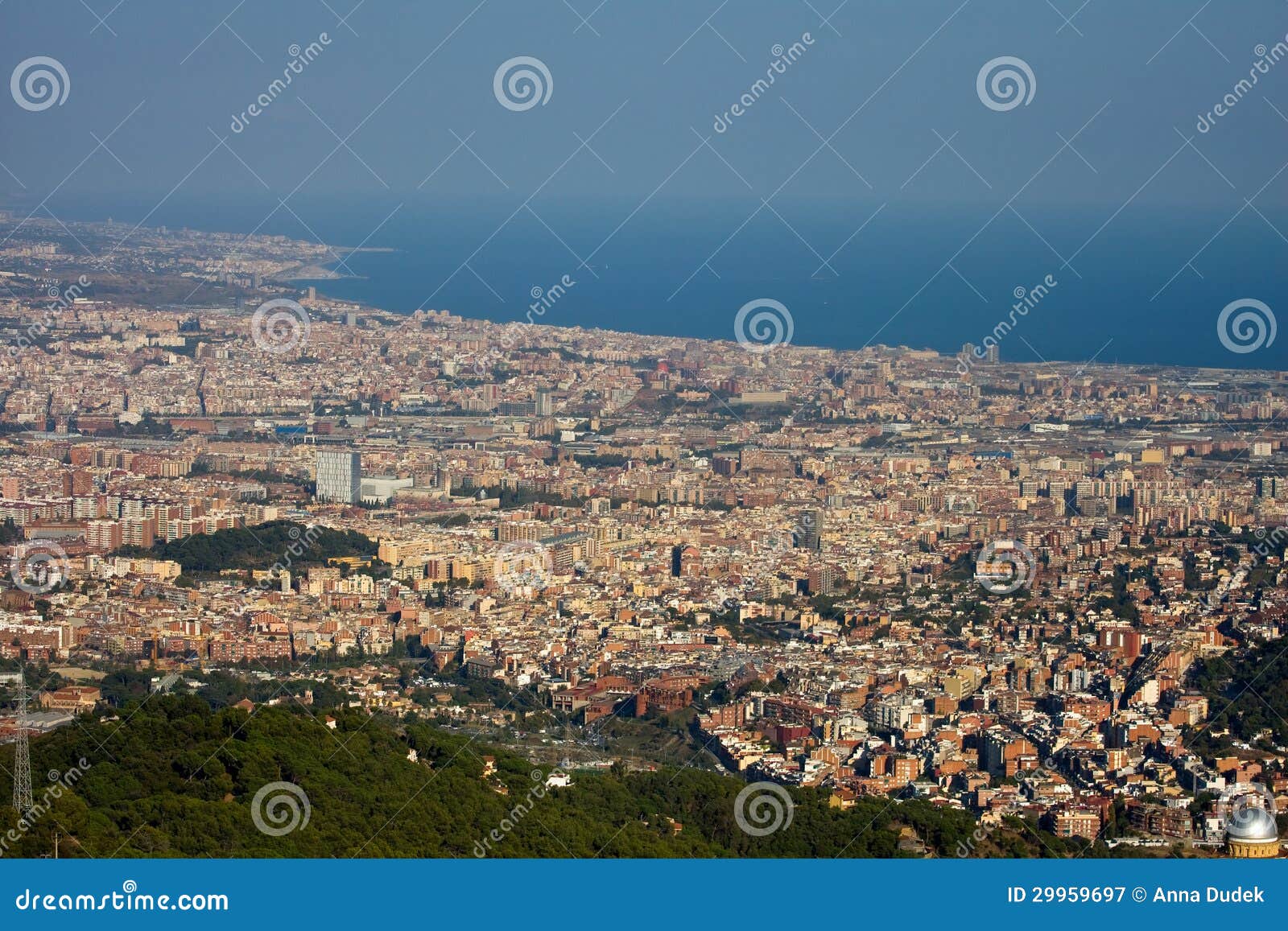 Panoramic View of Barcelona Stock Image - Image of barcelona ...